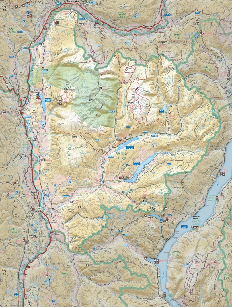 WMU 3-38 Thompson Region BC Hunting Topo Map by Backroad Mapbooks ...