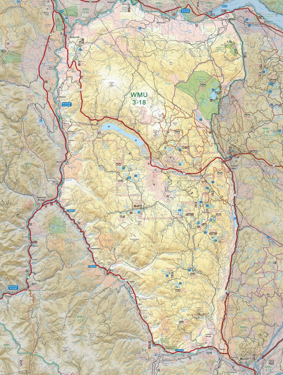 WMU 3-18 Thompson Region BC Hunting Topo Map by Backroad Mapbooks ...