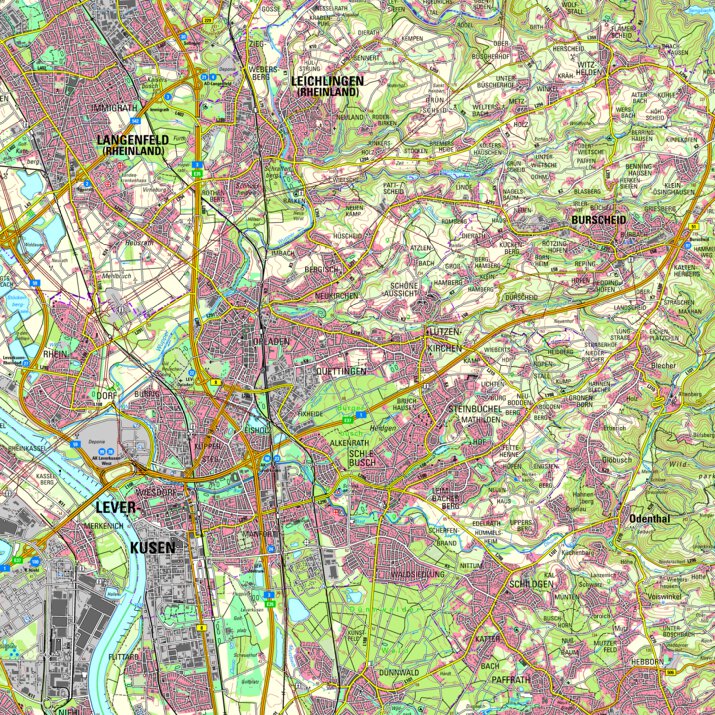 Leverkusen (1:50,000) Map by Bezirksregierung Koln | Avenza Maps