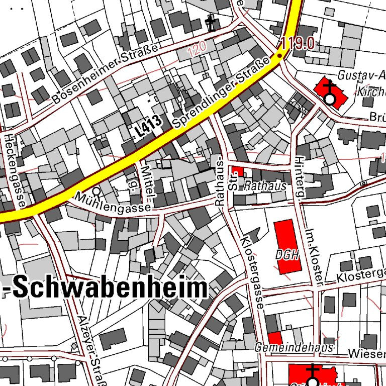 Pfaffen-Schwabenheim (1:5,000) Map by Landesamt fur Vermessung und ...