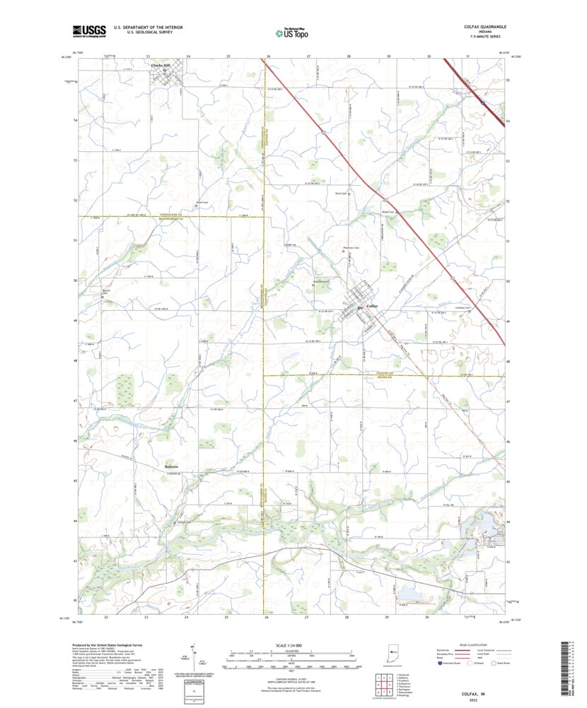 Colfax, IN (2022, 24000-Scale) Map by United States Geological Survey ...