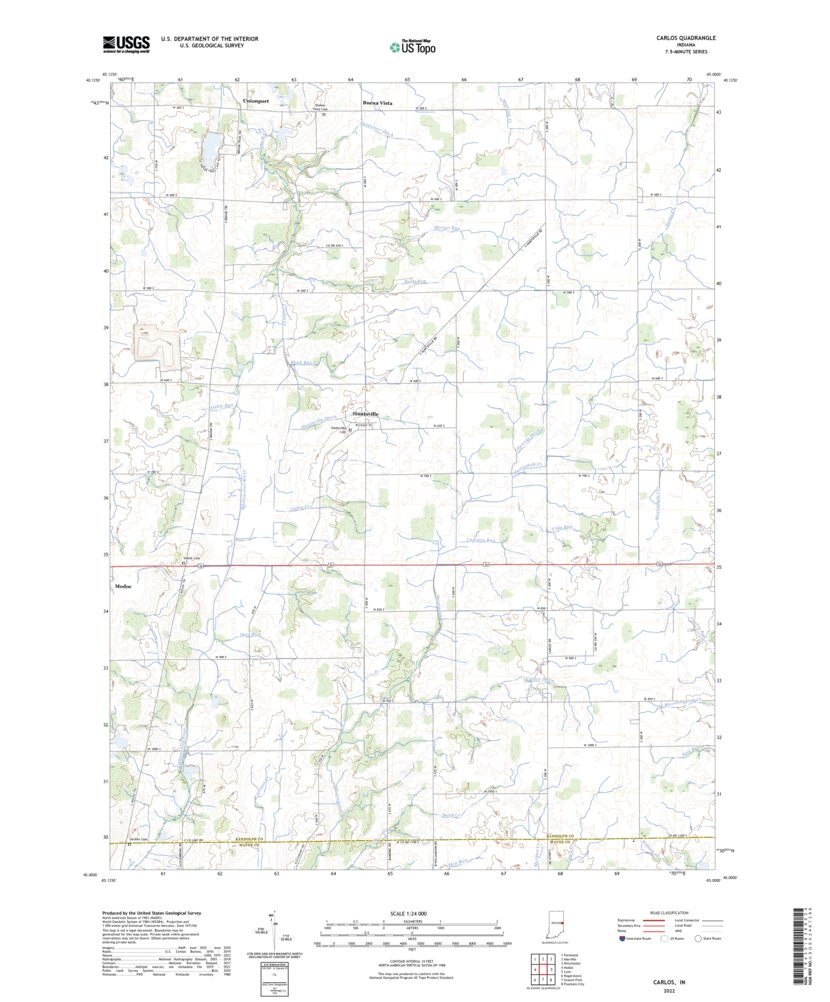 Carlos, IN (2022, 24000-Scale) Map by United States Geological Survey ...
