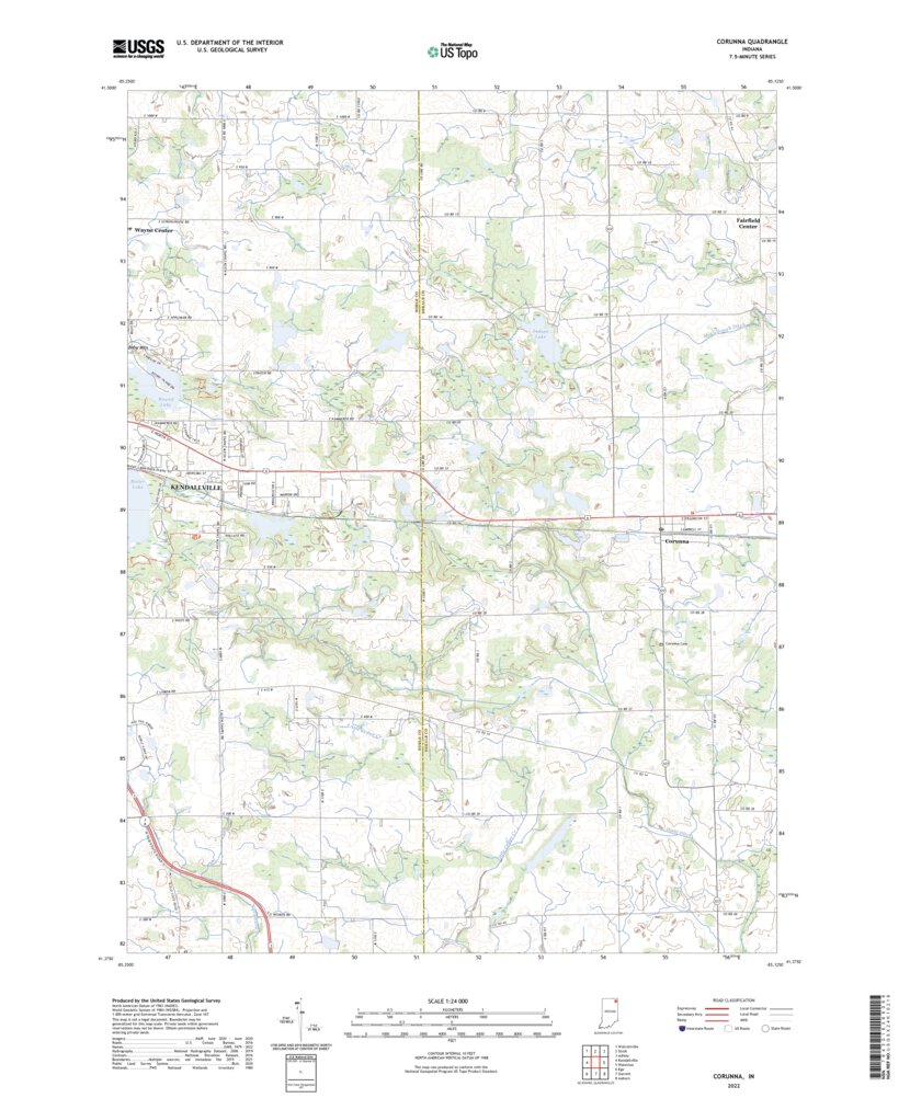 Corunna, IN (2022, 24000-Scale) Map by United States Geological Survey ...