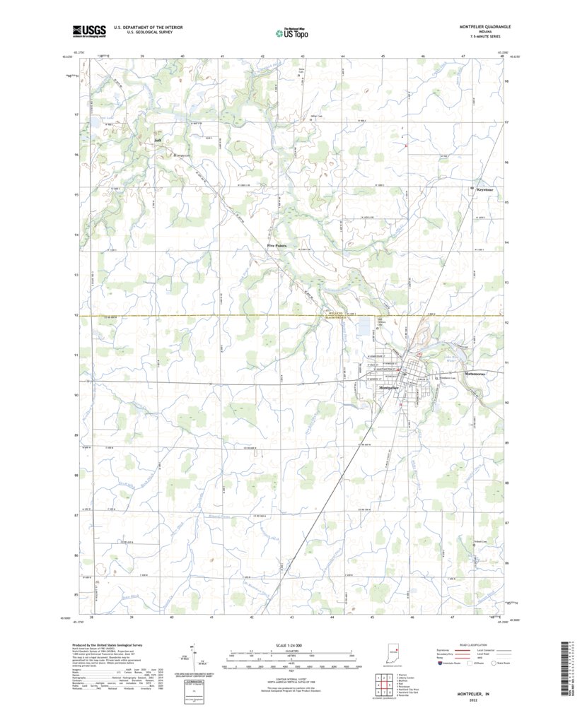 Montpelier, IN (2022, 24000-Scale) Map by United States Geological ...