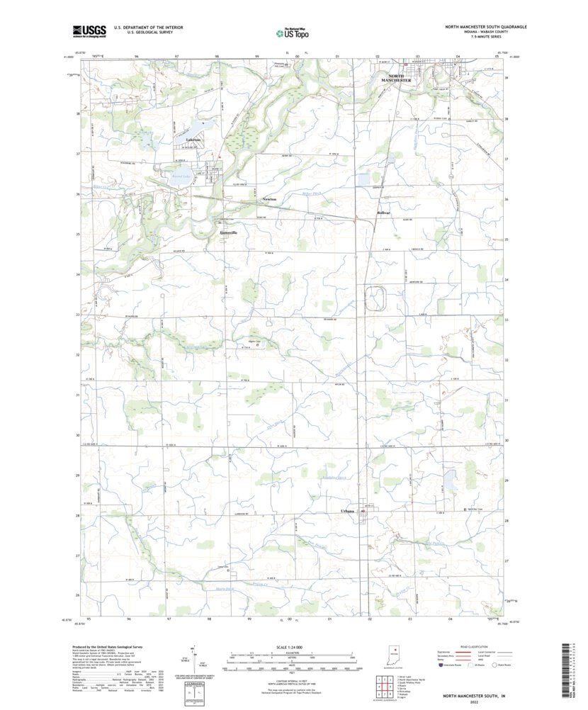 North Manchester South, IN (2022, 24000-Scale) Map by United States ...