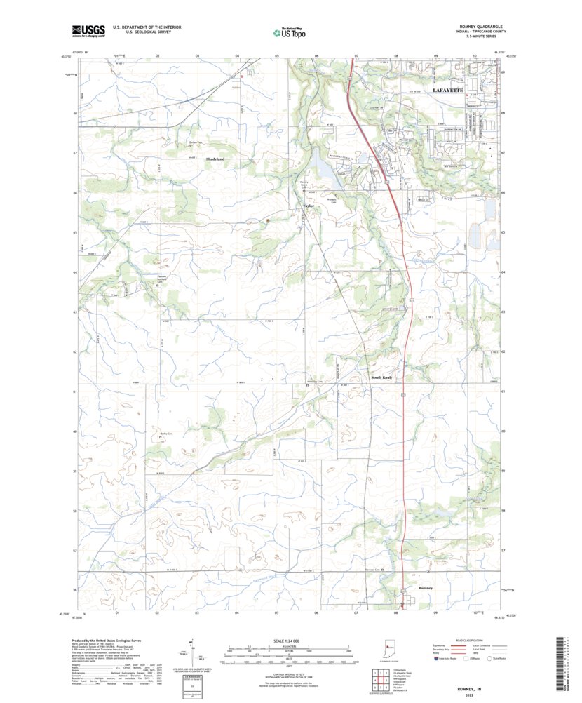 Romney, IN (2022, 24000-Scale) Map by United States Geological Survey ...