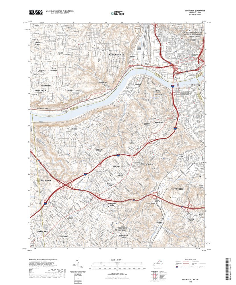 Covington, KY (2022, 24000-Scale) Map by United States Geological ...