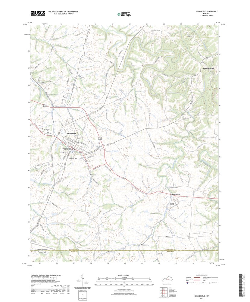 Springfield, KY (2022, 24000-Scale) Map by United States Geological ...