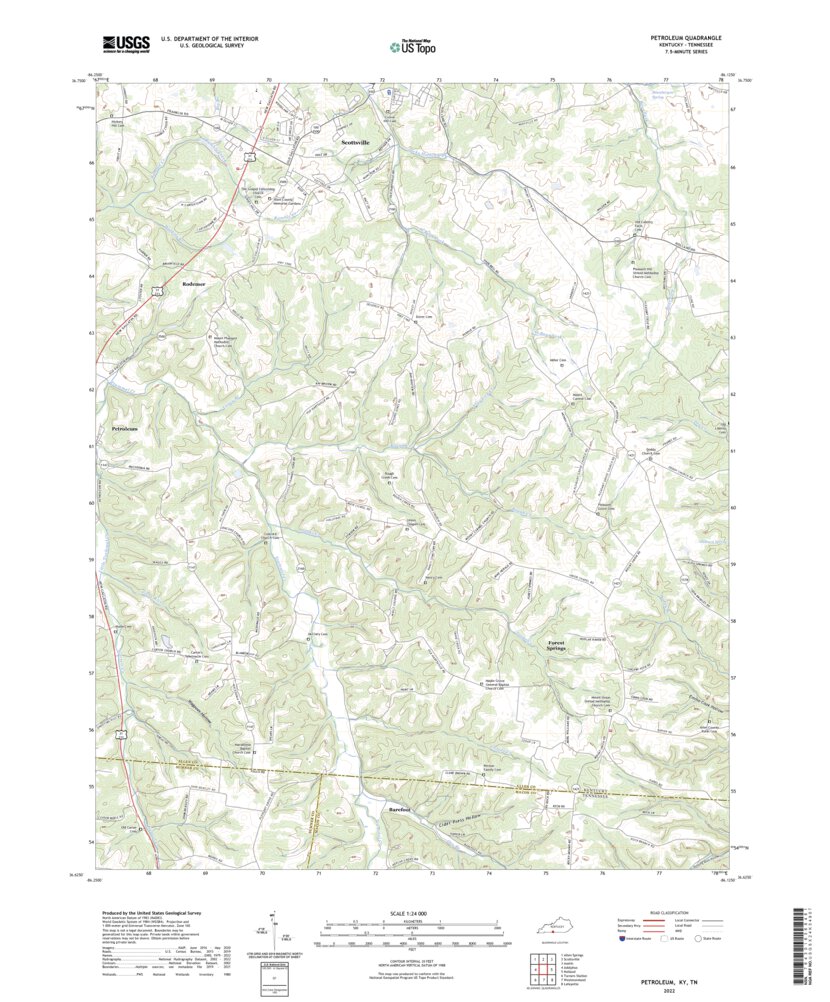 Petroleum, KY (2022, 24000-Scale) Map by United States Geological ...