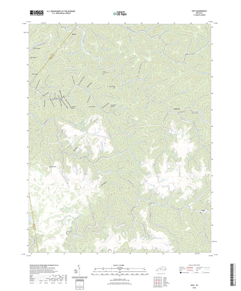 Vest, KY (2022, 24000-Scale) Map by United States Geological Survey ...