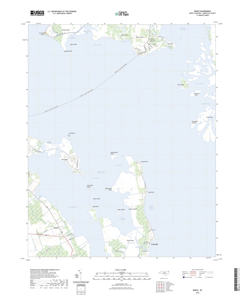 Barco, NC (2022, 24000-Scale) Map by United States Geological Survey ...