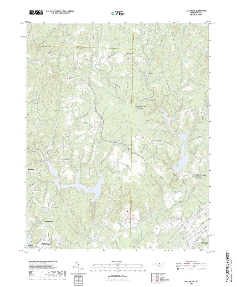 Lake Michie, NC (2022, 24000-Scale) Map by United States Geological ...