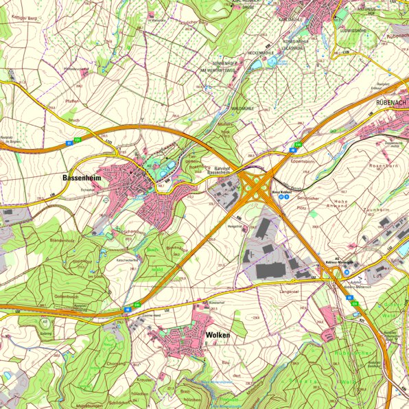 Bassenheim (1:25,000) Map by Landesamt fur Vermessung und ...