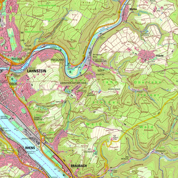 Lahnstein (1:25,000) Map by Landesamt fur Vermessung und ...