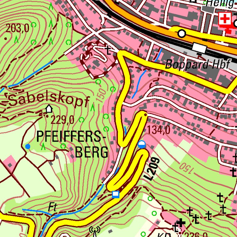 Boppard (1:25,000) Map by Landesamt fur Vermessung und ...