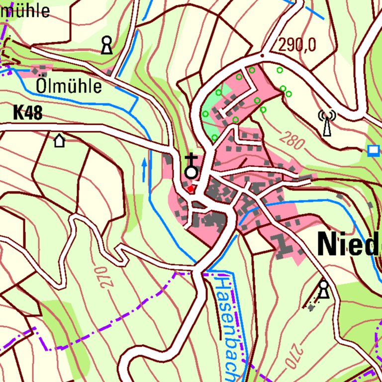 Obertiefenbach (1:25,000) Map by Landesamt fur Vermessung und ...