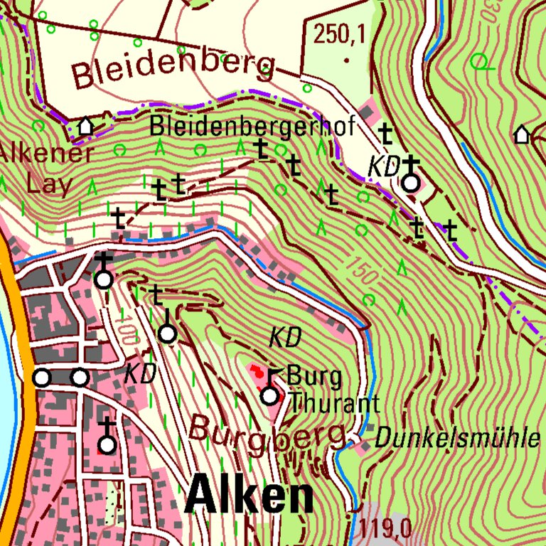 Alken (1:25,000) Map by Landesamt fur Vermessung und ...