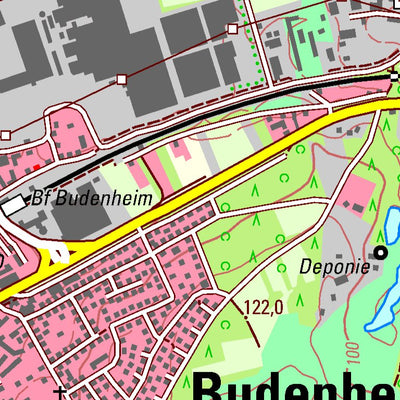 Budenheim (1:25,000) Map by Landesamt fur Vermessung und Geobasisinformationen Rheinland-Pfalz ...