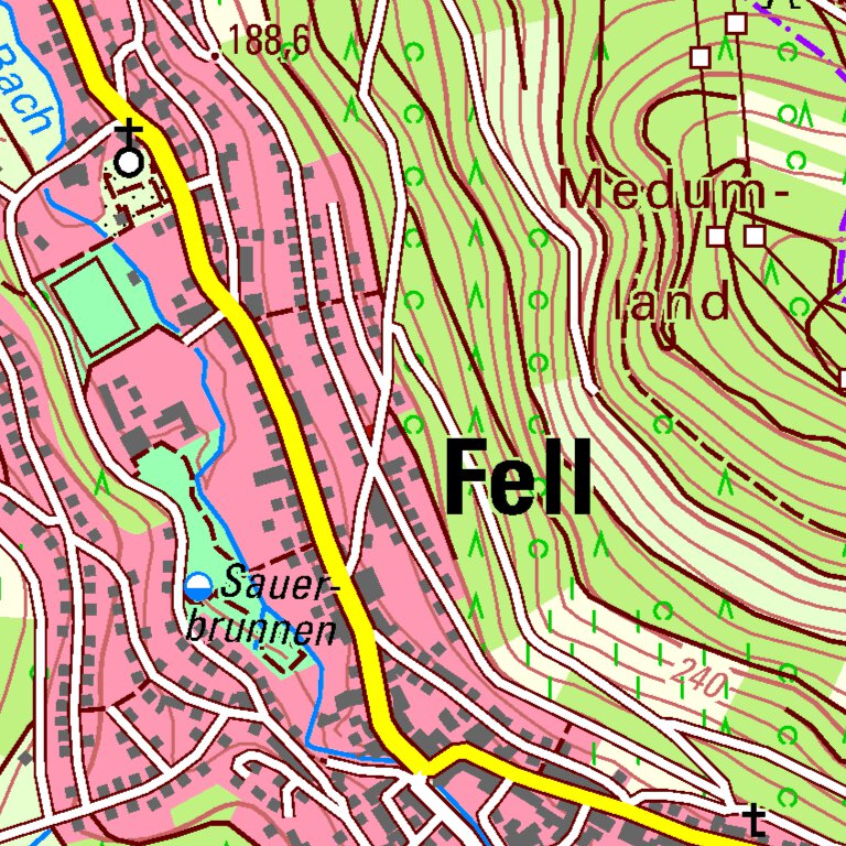 Fell (1:25,000) Map by Landesamt fur Vermessung und ...