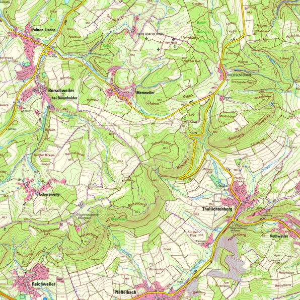 Pfeffelbach (1:25,000) Map by Landesamt fur Vermessung und ...