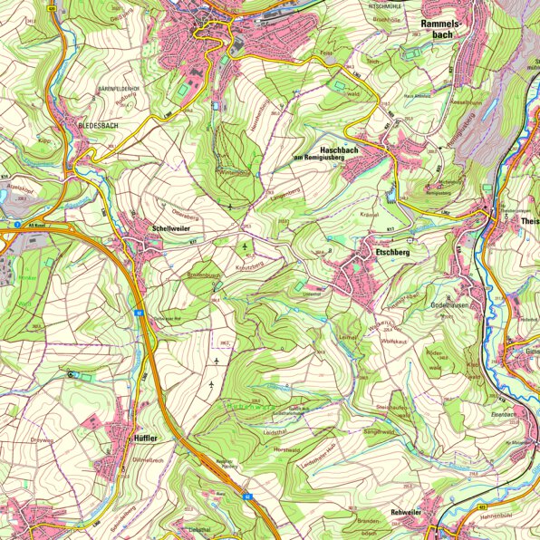 Kusel (1:25,000) Map by Landesamt fur Vermessung und ...