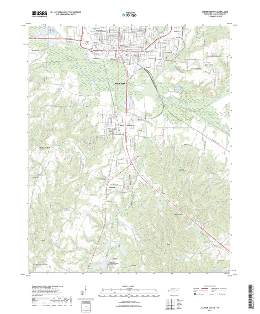 Jackson South, TN (2022, 24000-Scale) Map by United States Geological ...