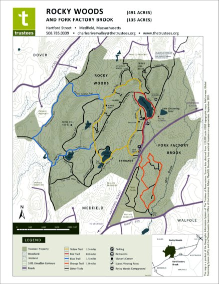 Rocky Woods and Fork Factory Brook Map by The Trustees of Reservations ...