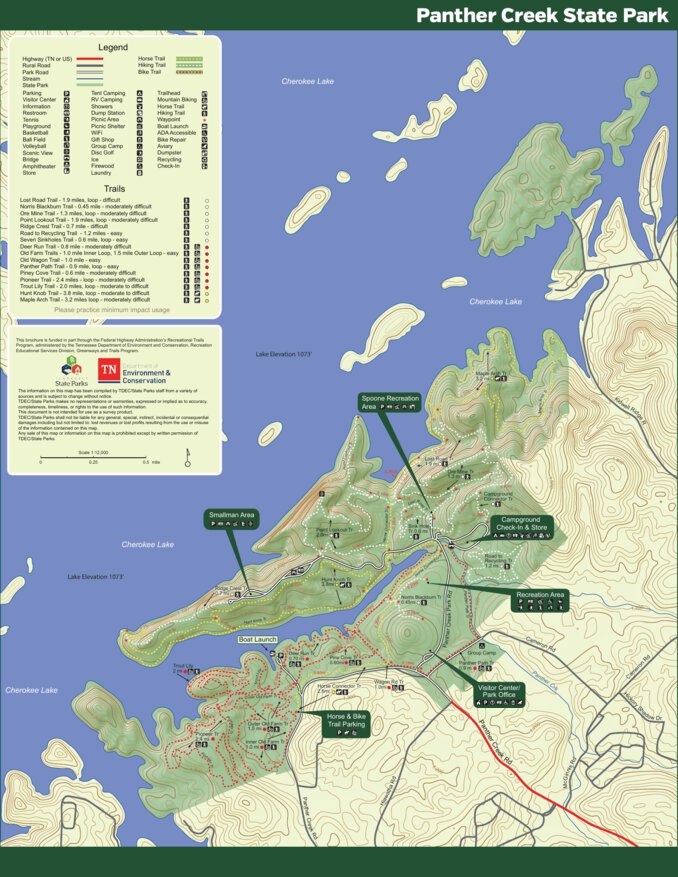 Panther Creek State Park Map by Tennessee State Parks | Avenza Maps