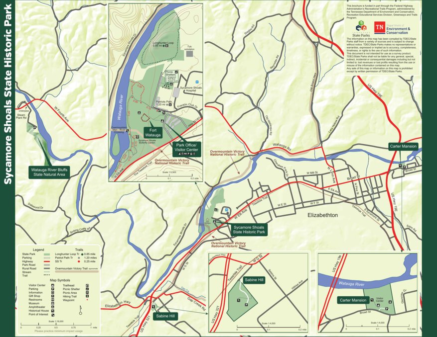 Sycamore Shoals State Park Map by Tennessee State Parks | Avenza Maps