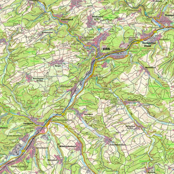 Kirn (1:50,000) Map by Landesamt fur Vermessung und ...