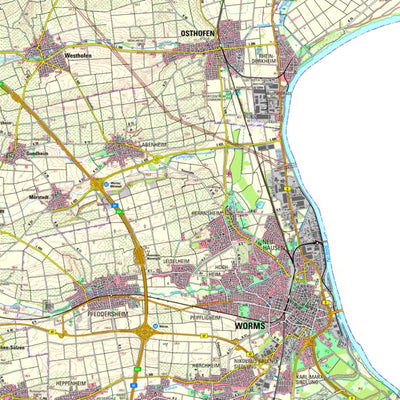 Worms (1:50,000) Map by Landesamt fur Vermessung und ...
