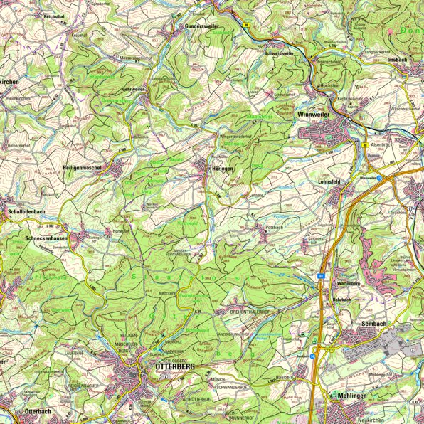 Otterberg (1:50,000) Map by Landesamt fur Vermessung und ...