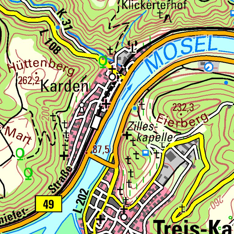 Treis-Karden (1:50,000) Map by Landesamt fur Vermessung und ...
