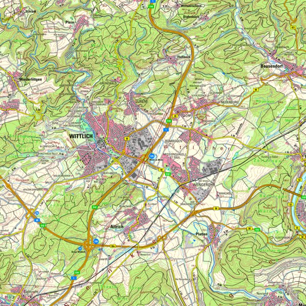 Wittlich (1:50,000) Map by Landesamt fur Vermessung und ...