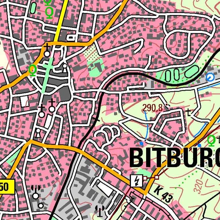 Bitburg (1:50,000) Map by Landesamt fur Vermessung und ...