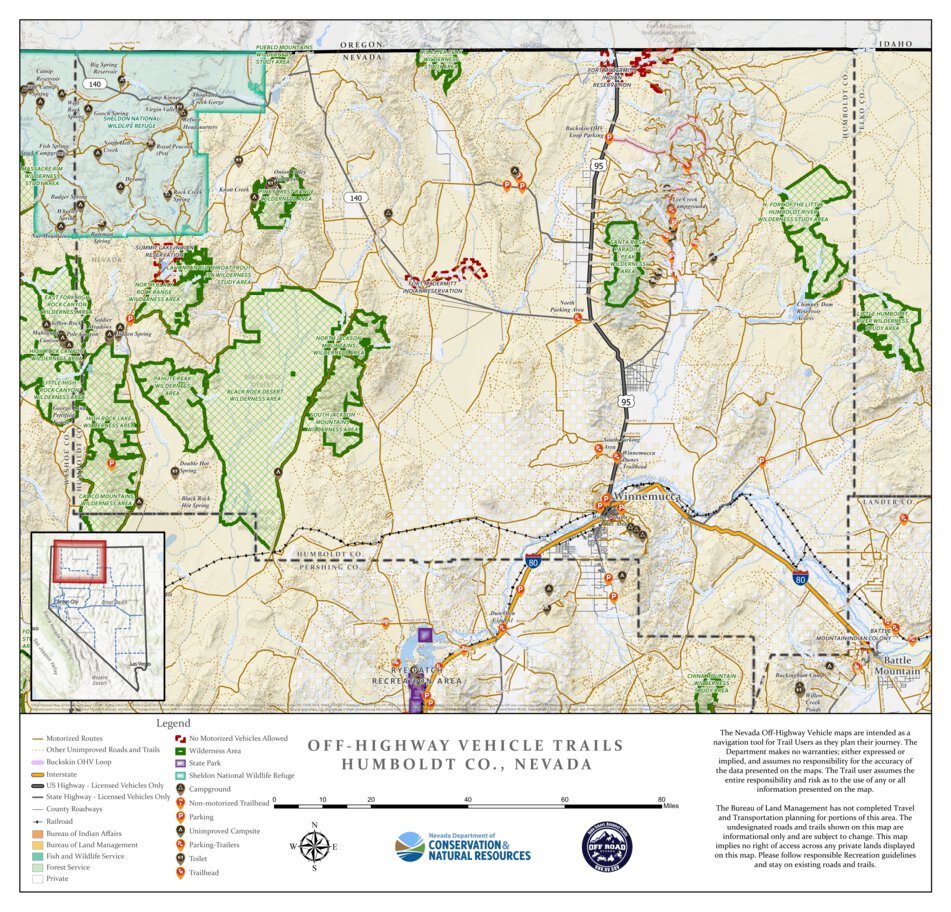 Humboldt County OHV Trails Map by Nevada Department of Conservation and ...