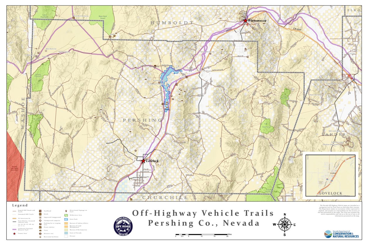 Pershing County OHV Trails Map by Nevada Department of Conservation and ...