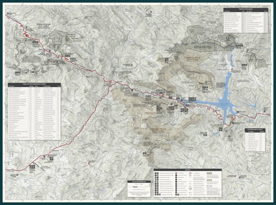 Hickory Nut Gorge Map by Pisgah Map Company, LLC | Avenza Maps