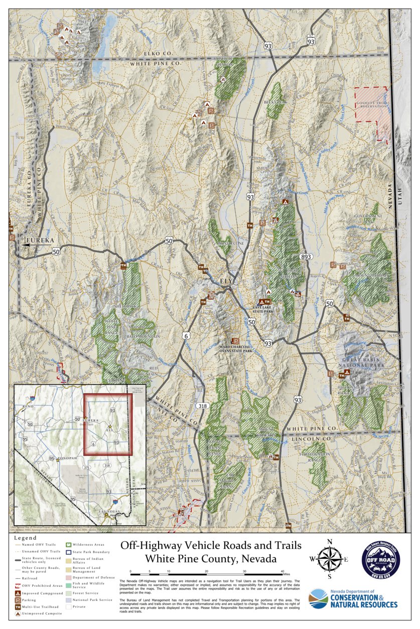 White Pine County OHV Trails Map by Nevada Department of Conservation ...
