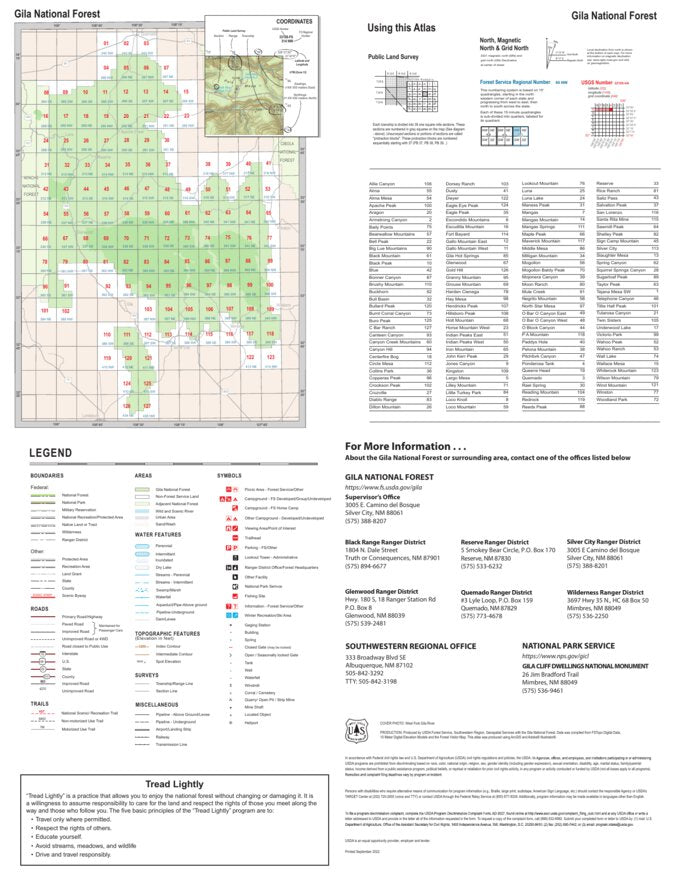 Gila National Forest Quadrangle Map: Atlas Index by US Forest Service ...