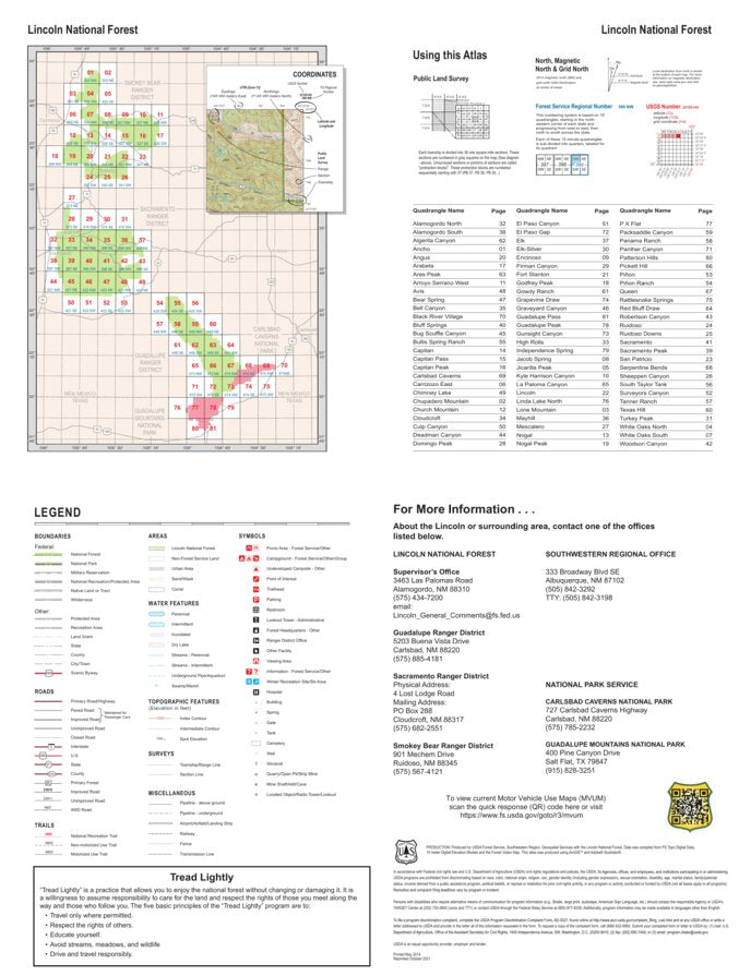 Lincoln National Forest Quadrangle: Atlas Index Map by US Forest ...
