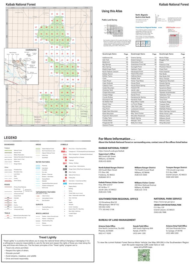 Kaibab National Forest Quadrangle Map Atlas: Atlas Index by US Forest ...