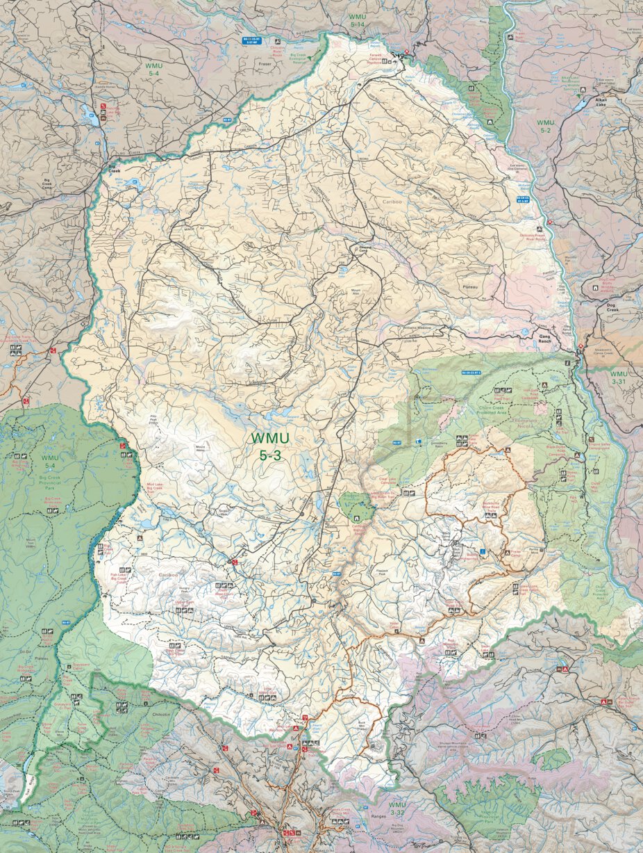 WMU 5-3 Cariboo Region 5 – Hunting Topo BC Map by Backroad Mapbooks ...