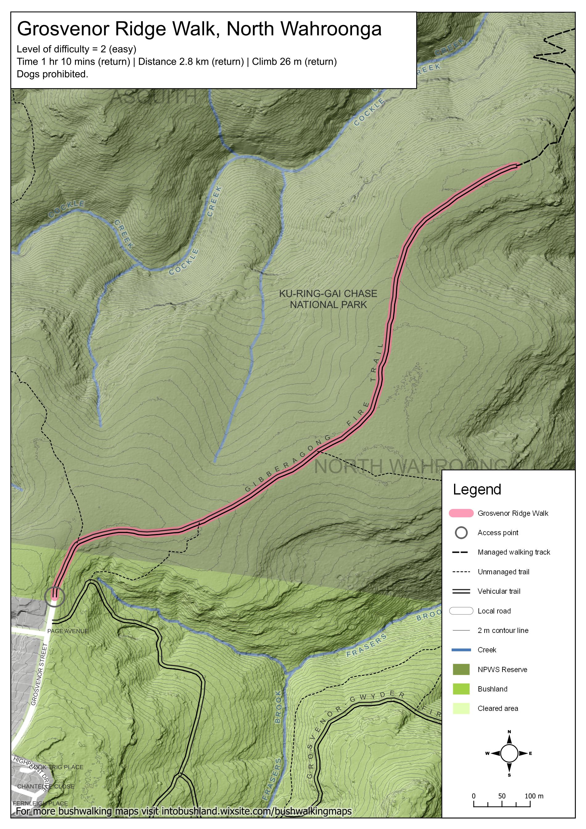 Grosvenor Ridge Walk, North Wahroonga Map by Sydney Bushwalking Maps ...