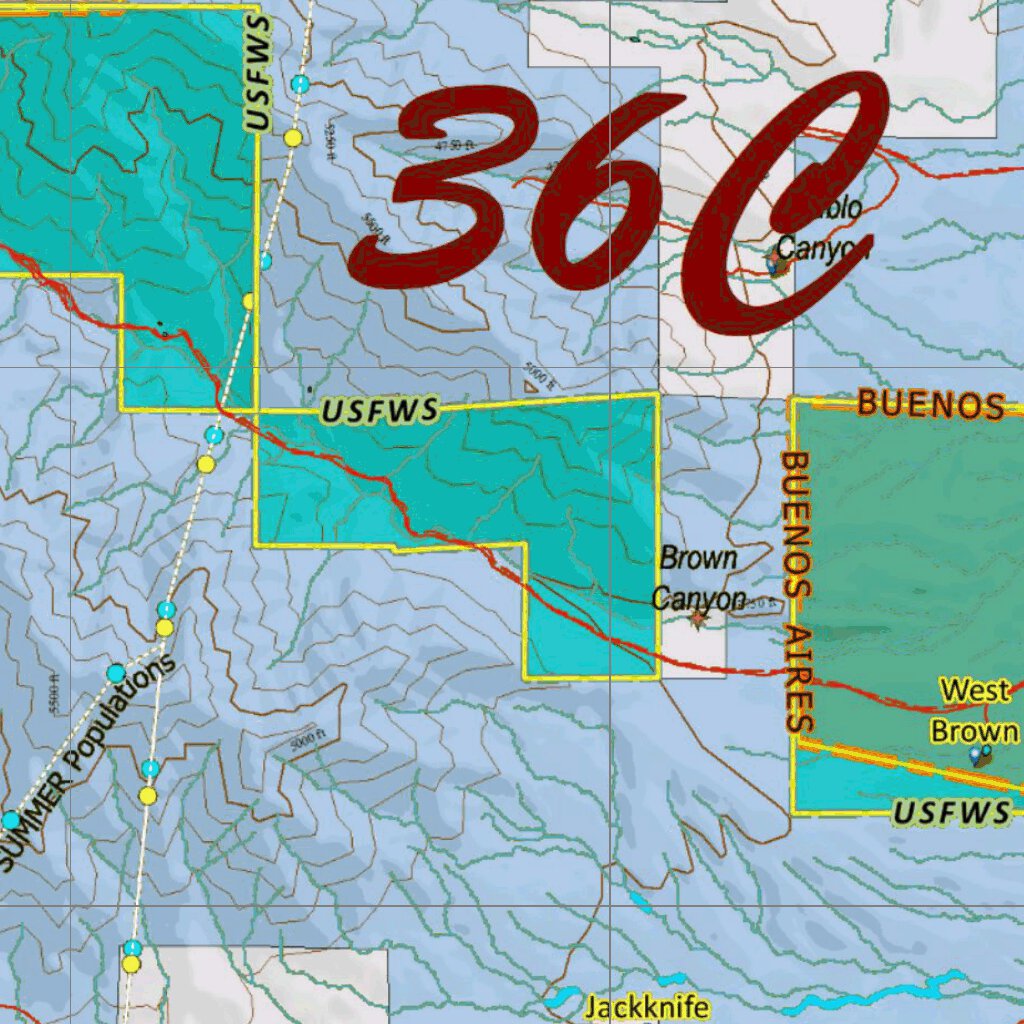 Arizona Unit 36C Mule Deer Hybrid Map by Arizona HuntData LLC | Avenza Maps