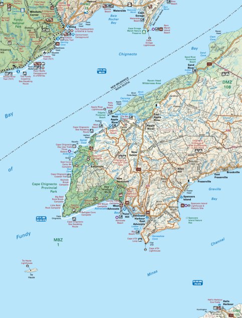 NSNS28 Cape Chignecto Park - Nova Scotia Topo Map by Backroad Mapbooks ...