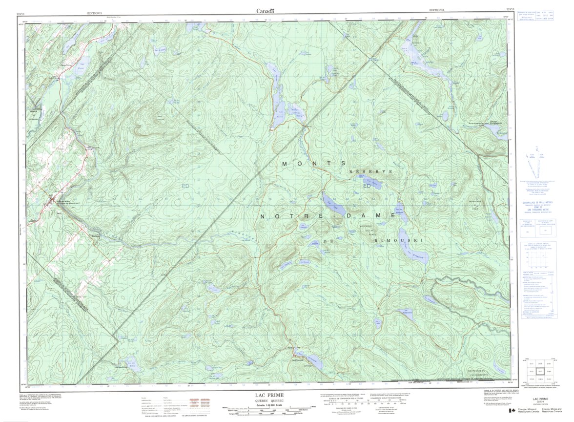 Lac Prime, QC (022C01 CanMatrix) Map by Natural Resources Canada ...