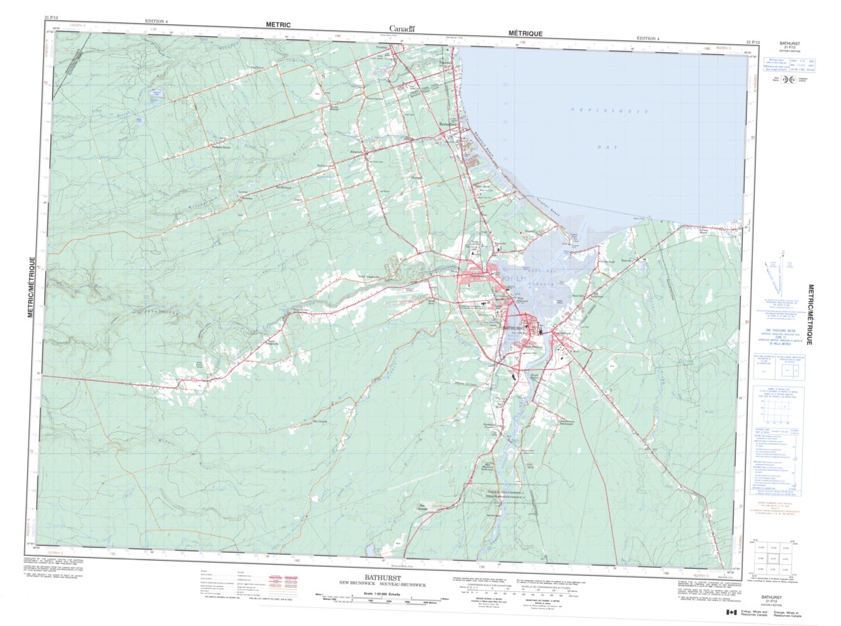 Bathurst, NB (021P12 CanMatrix) Map by Natural Resources Canada ...