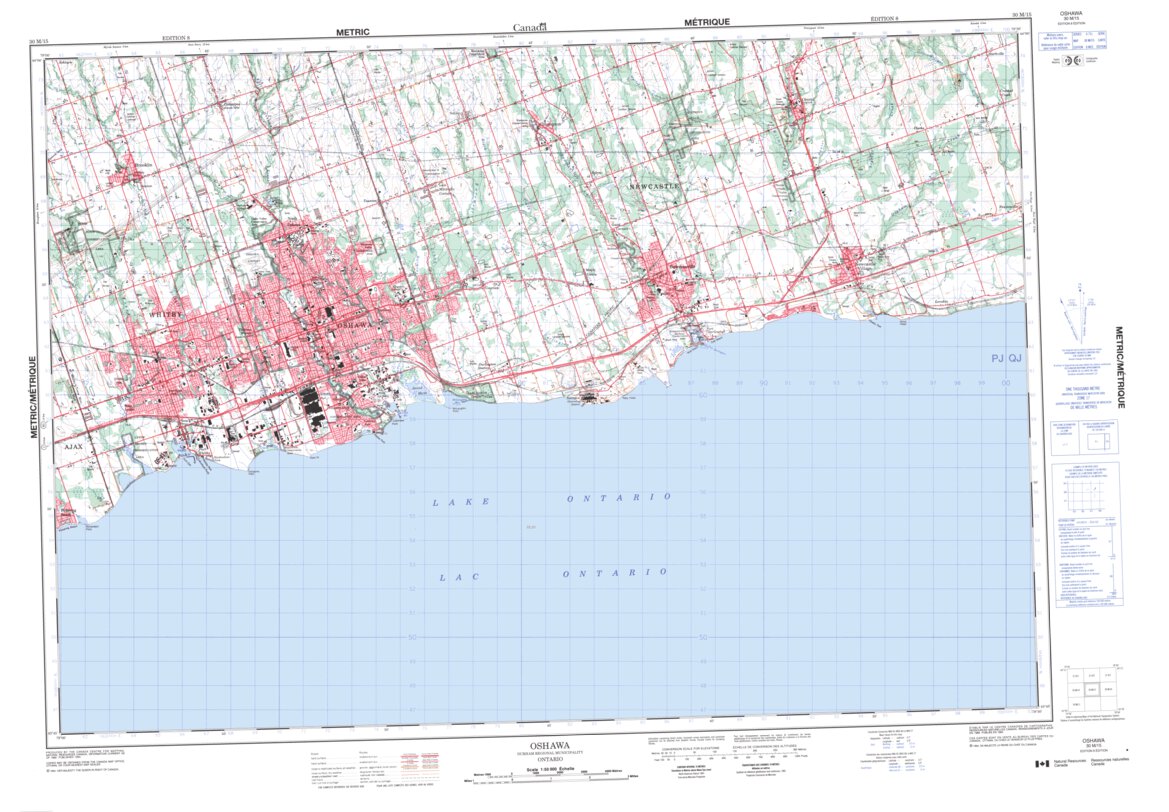 Oshawa, ON (030M15 CanMatrix) Map by Natural Resources Canada | Avenza Maps