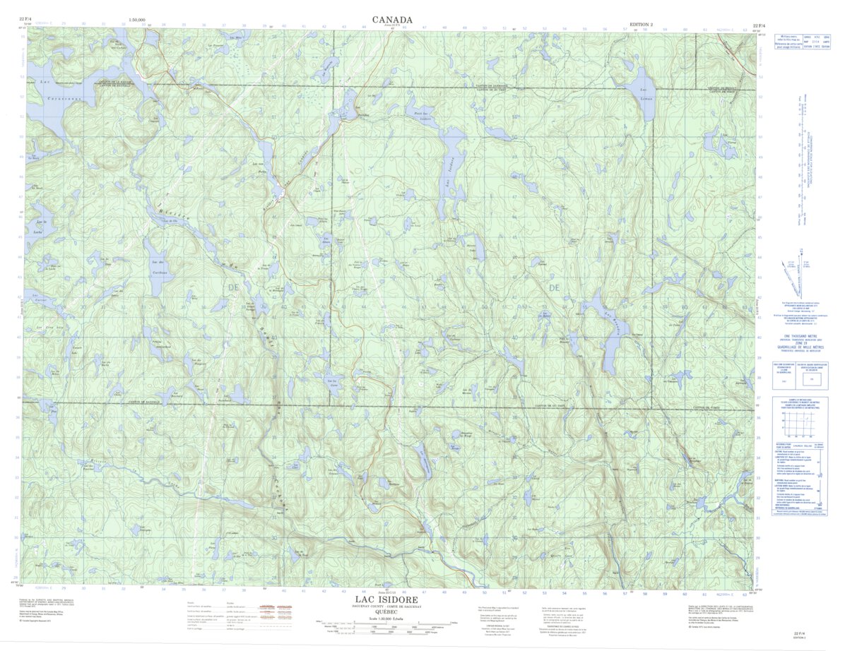Lac Isidore, QC (022F04 CanMatrix) Map by Natural Resources Canada ...